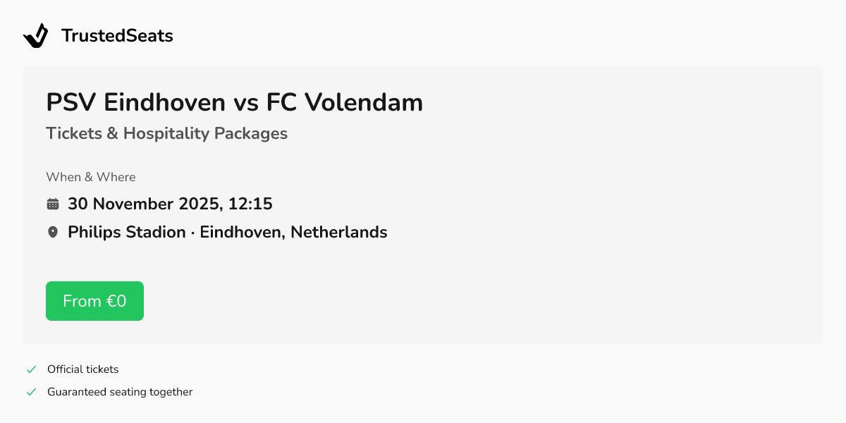 Günstige PSV Eindhoven vs FC Volendam Tickets | 30. November 2025