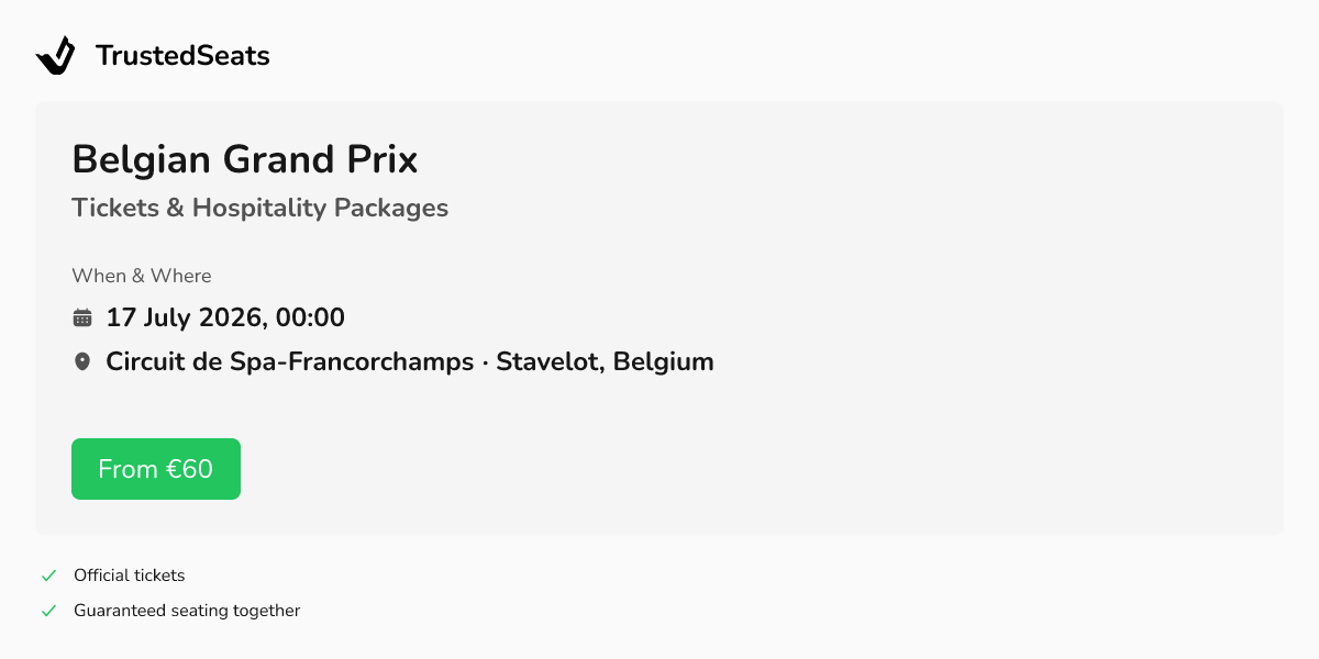 Buy Belgian Grand Prix Tickets | 19 July 2026