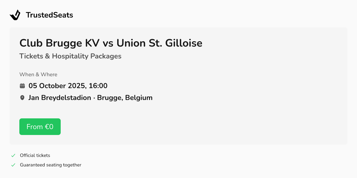 Buy Club Brugge KV vs Union St. Gilloise Tickets | 05 October 2025