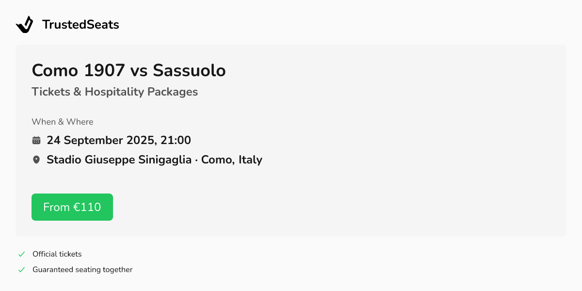 Buy Como 1907 vs Sassuolo Tickets | 24 September 2025