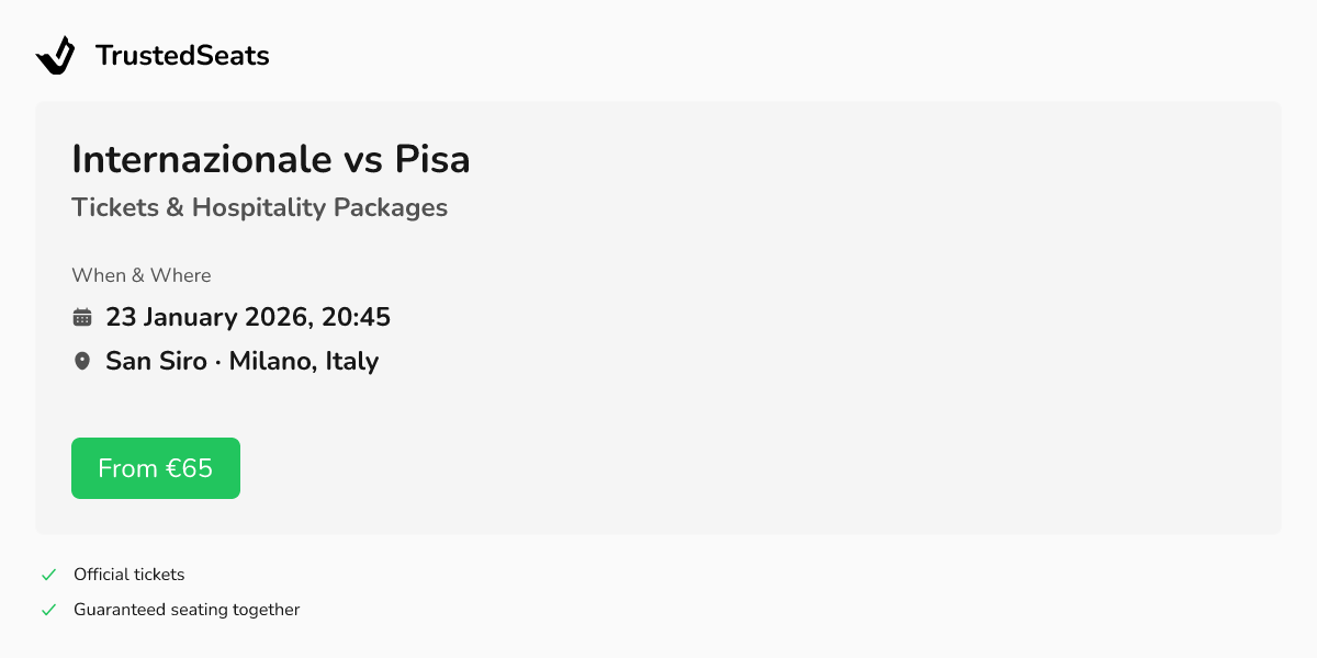 Internazionale vs Pisa Tickets & Hospitality Packages | TrustedSeats